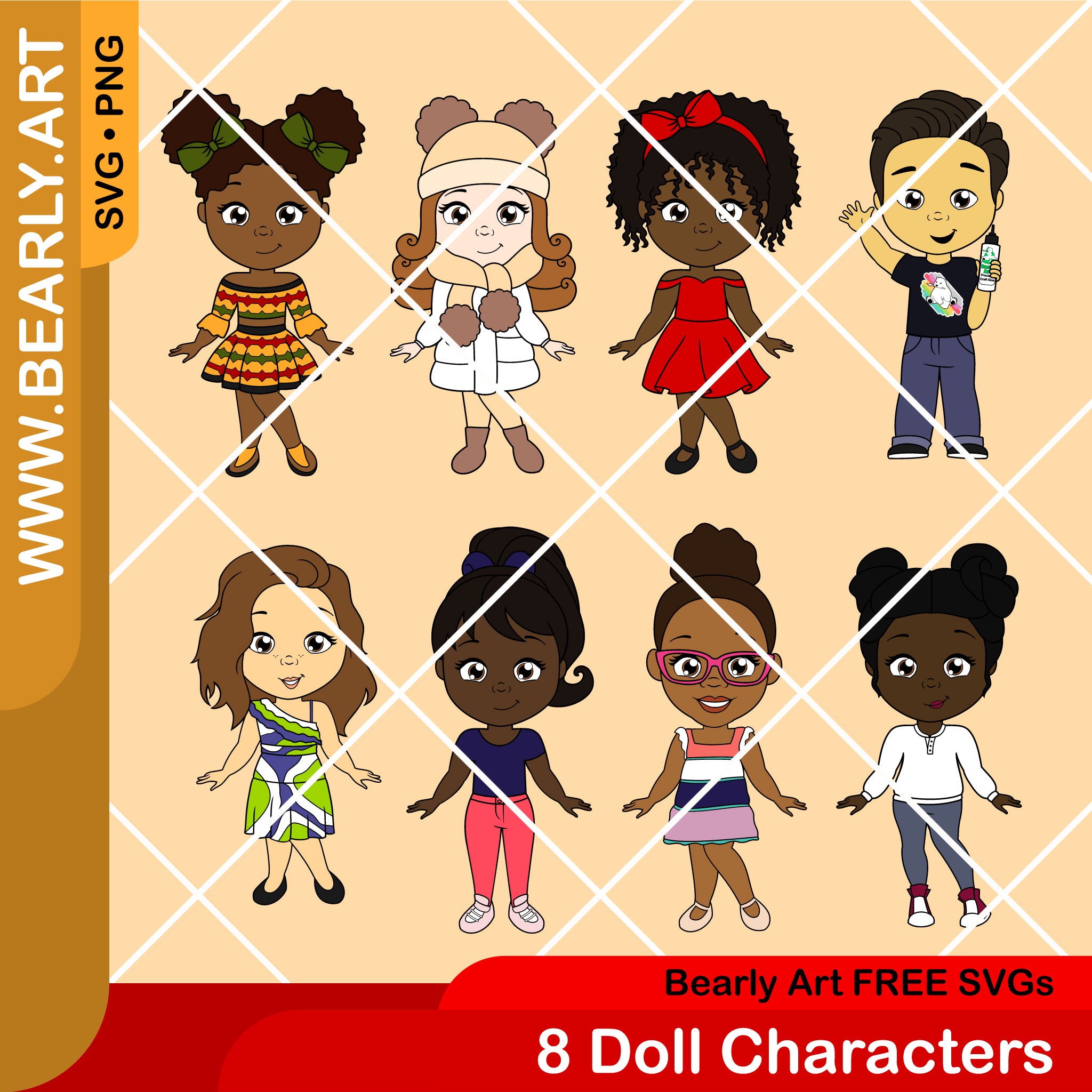 8 Doll Characters from @TheUselessCrafter